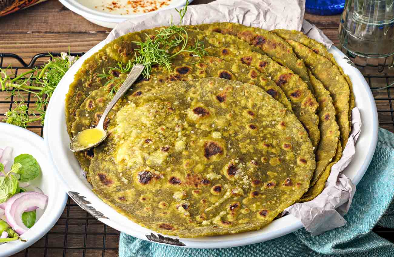 Whole Wheat Spinach And Tofu Paratha Recipe | Archana's Kitchen