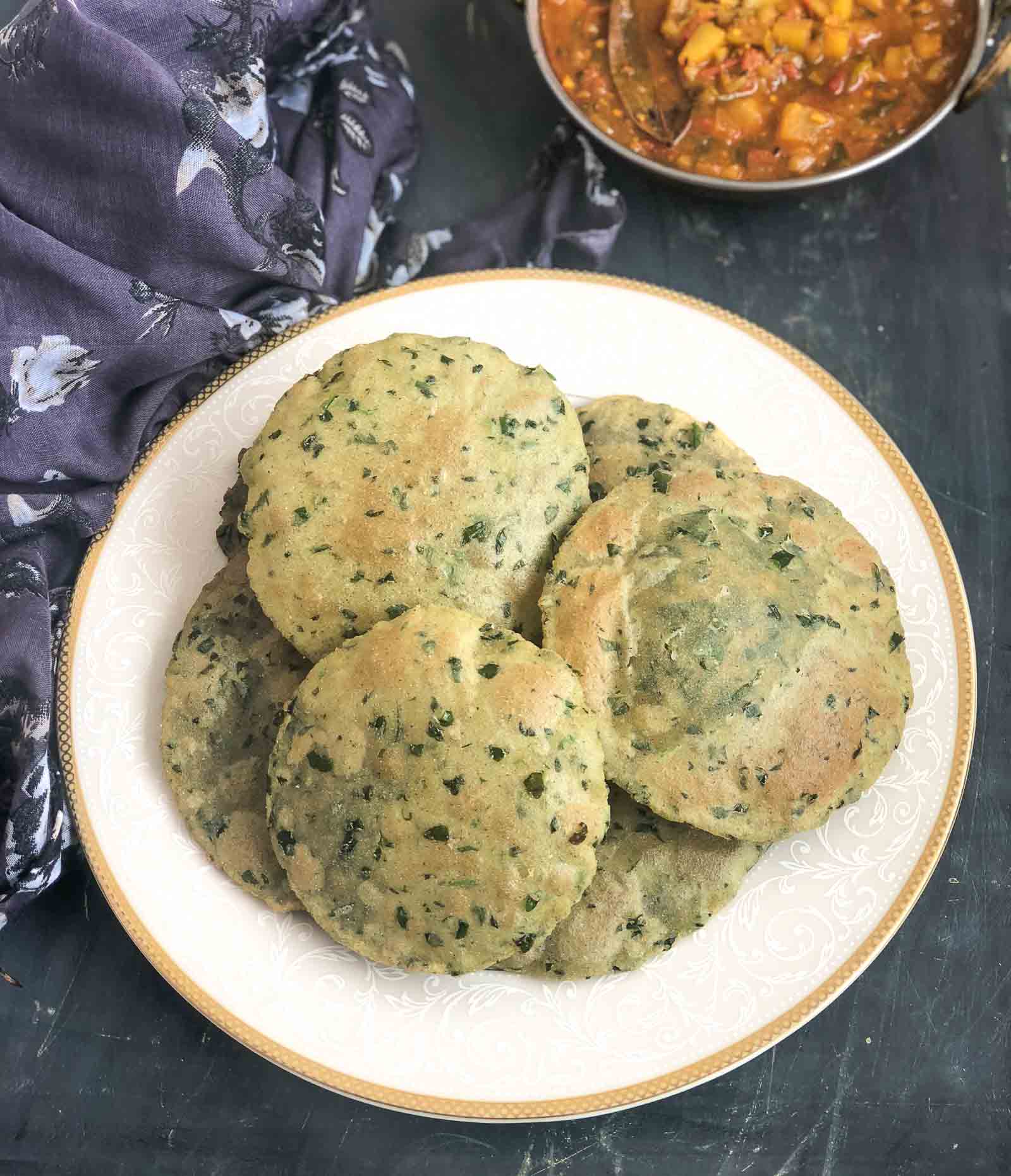 Dahi Methi Puri Recipe - Fenugreek Leaves Puri With Yogurt | Archana's ...