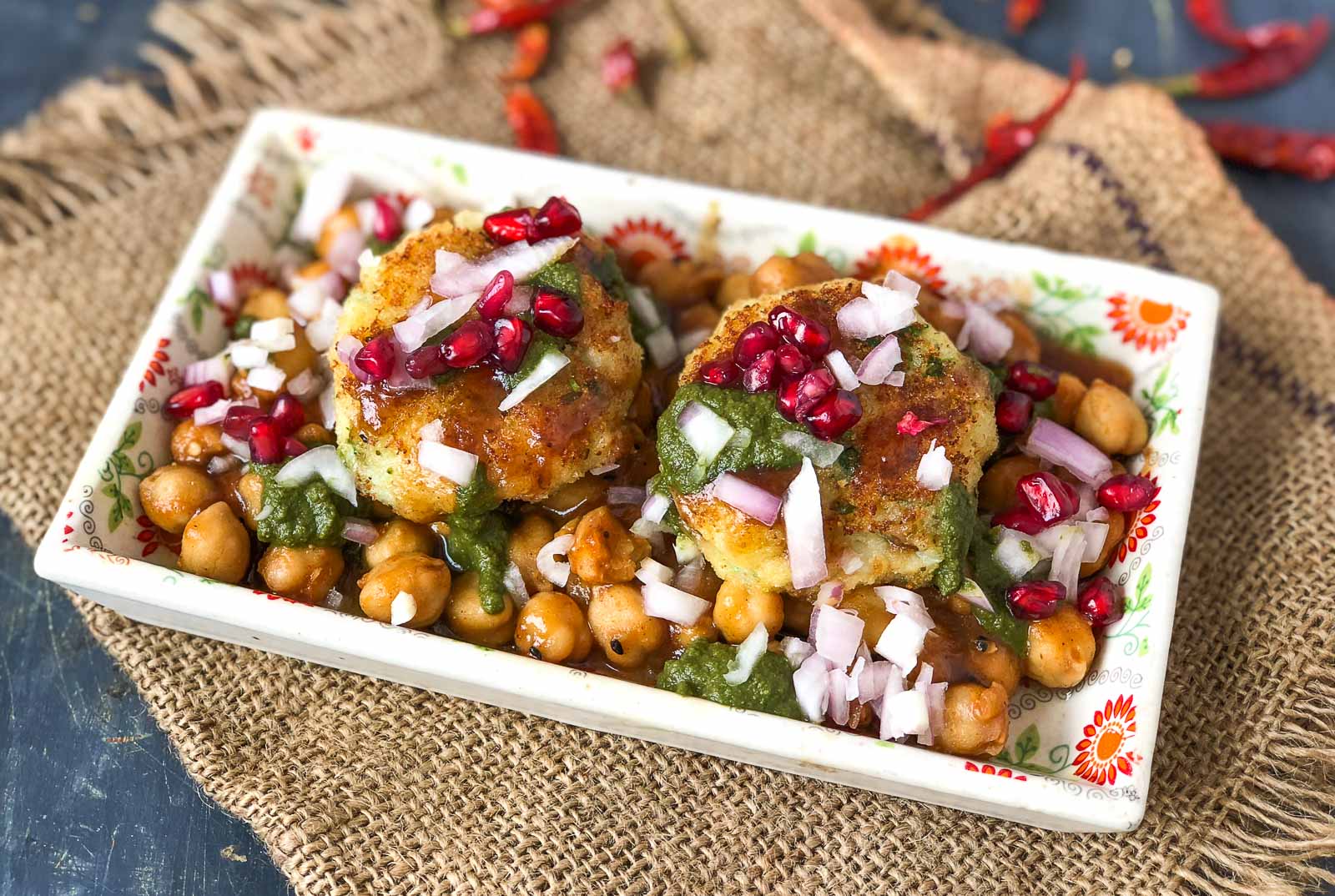 Achari Chole Aloo Tikki Chaat Recipe | Archana's Kitchen