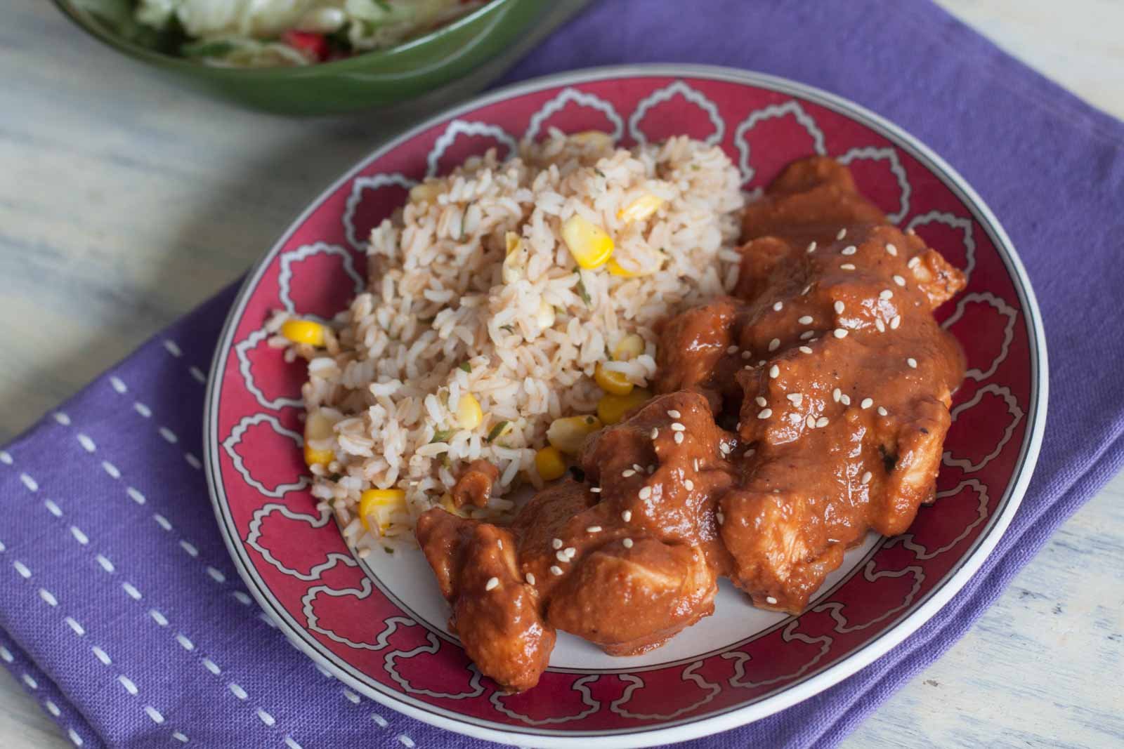 Chicken Mole With Brown Rice Recipe | Archana's Kitchen