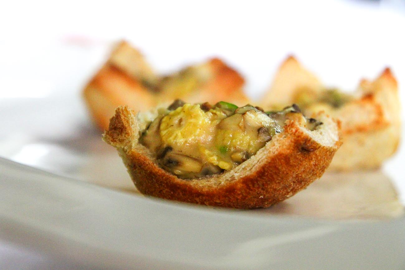 Bread Tartlets Recipe filled with Roasted Mushrooms and C... | Archana ...