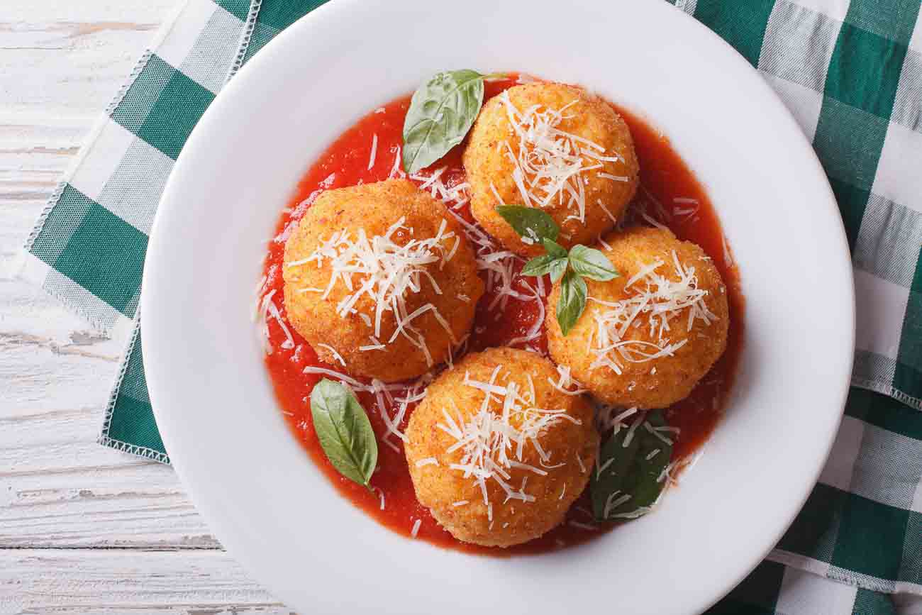 Italian Arancini Rice Balls Recipe With Delicious Pasta D... | Archana ...