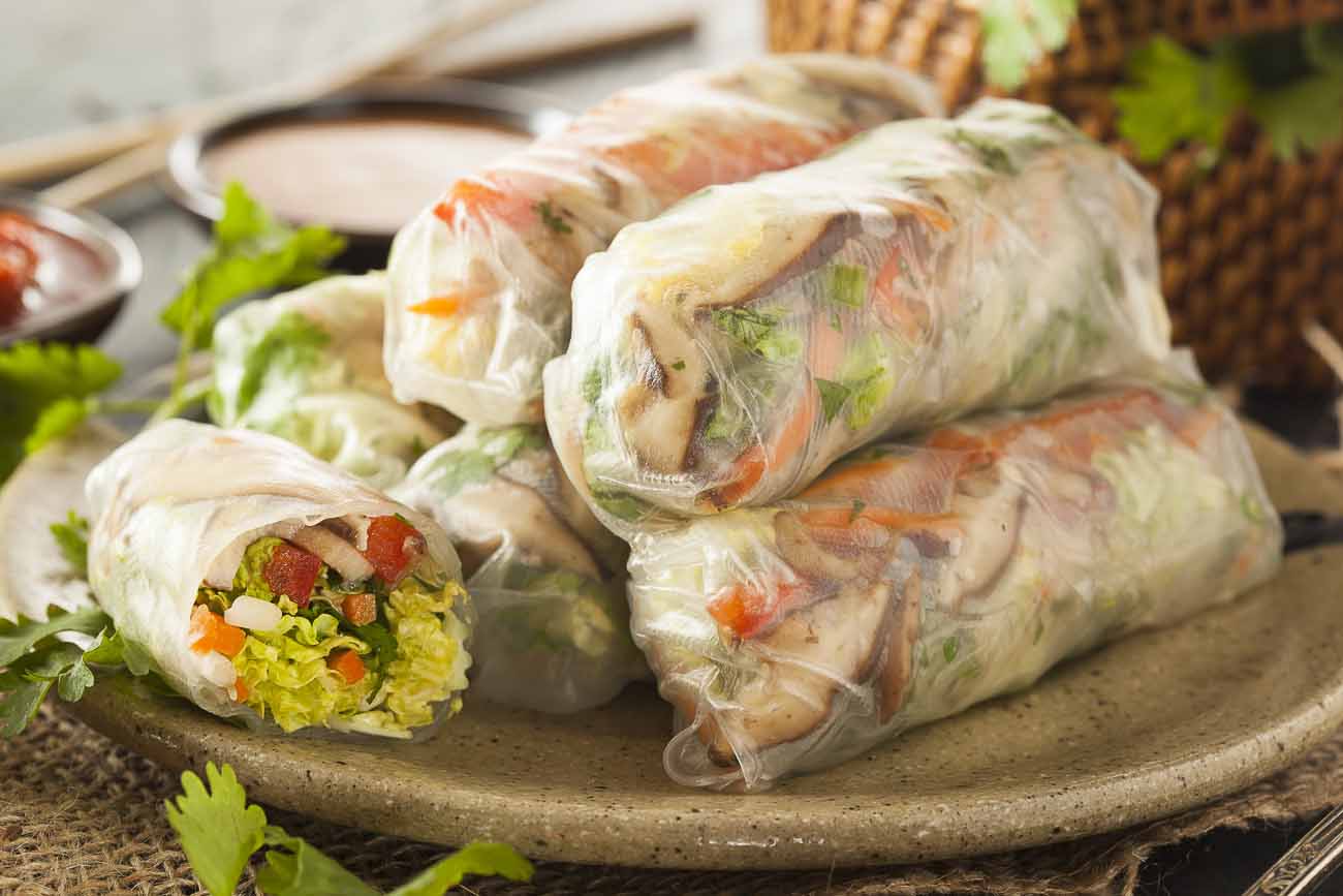 Vietnamese Vegetarian Spring Rolls Recipe With Mushrooms ... | Archana ...