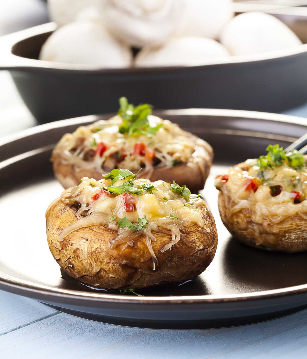 Baked Stuffed Mushrooms With Cheese Recipe | Archana's Kitchen