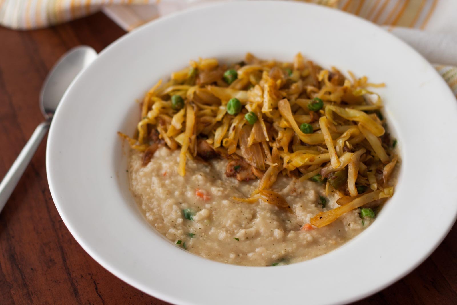 Savory Oatmeal Bowl with Cabbage and Green Peas Stir Fry ... | Archana ...