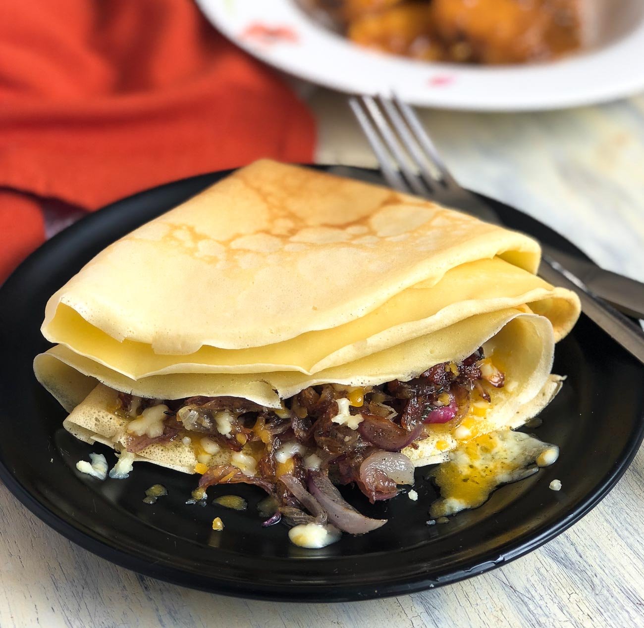 Bacon, Onions And Cheese Crepes Recipe | Archana's Kitchen
