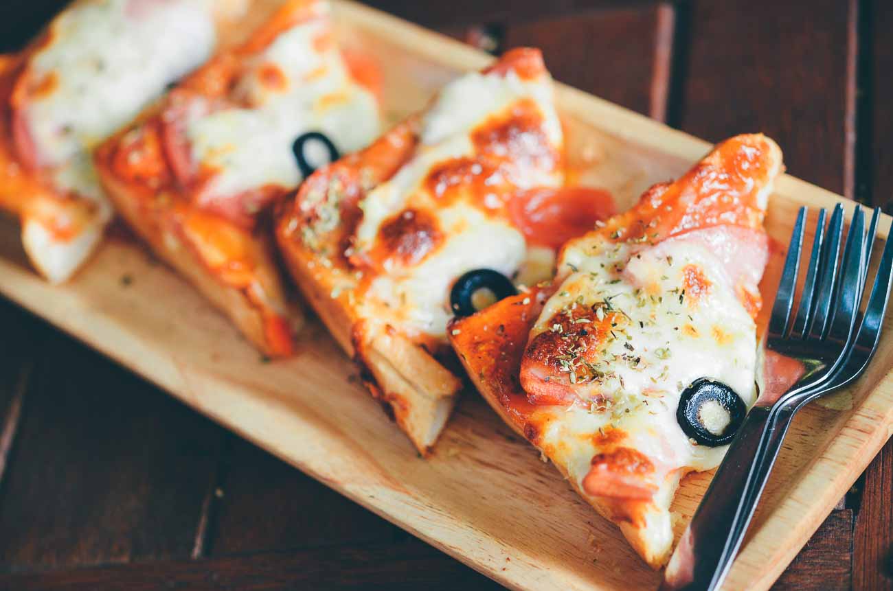 Italian Open Toast Recipe With Grilled Ham, Cheese & Olives | Archana's ...