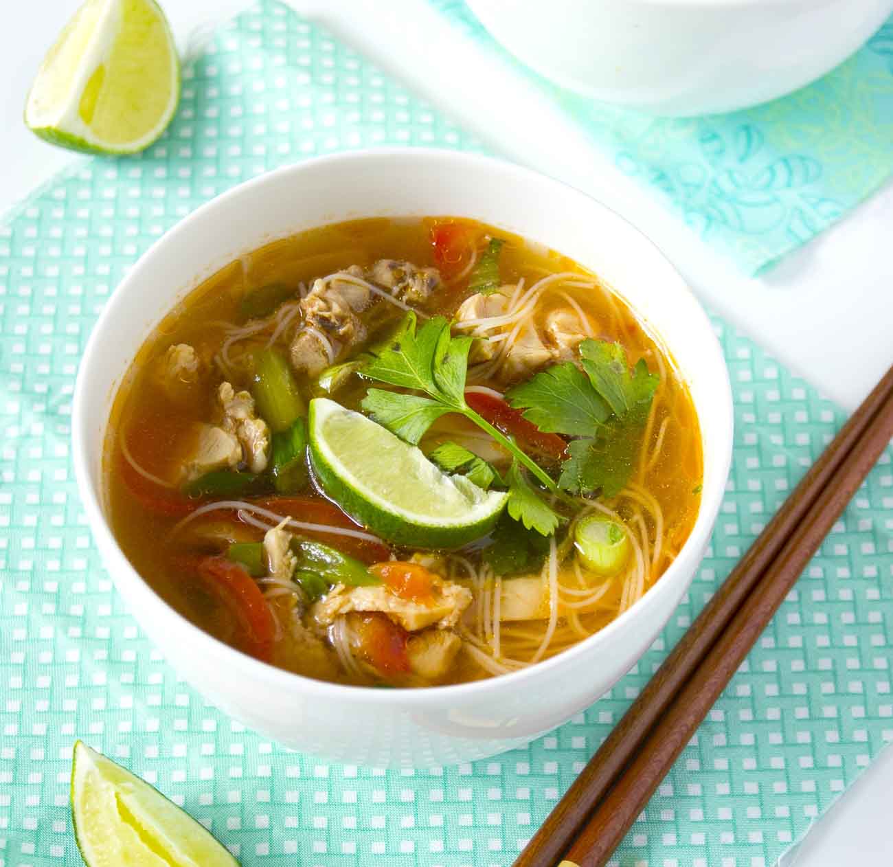 Thai Chicken Noodle Soup With Veggies Recipe | Archana's Kitchen