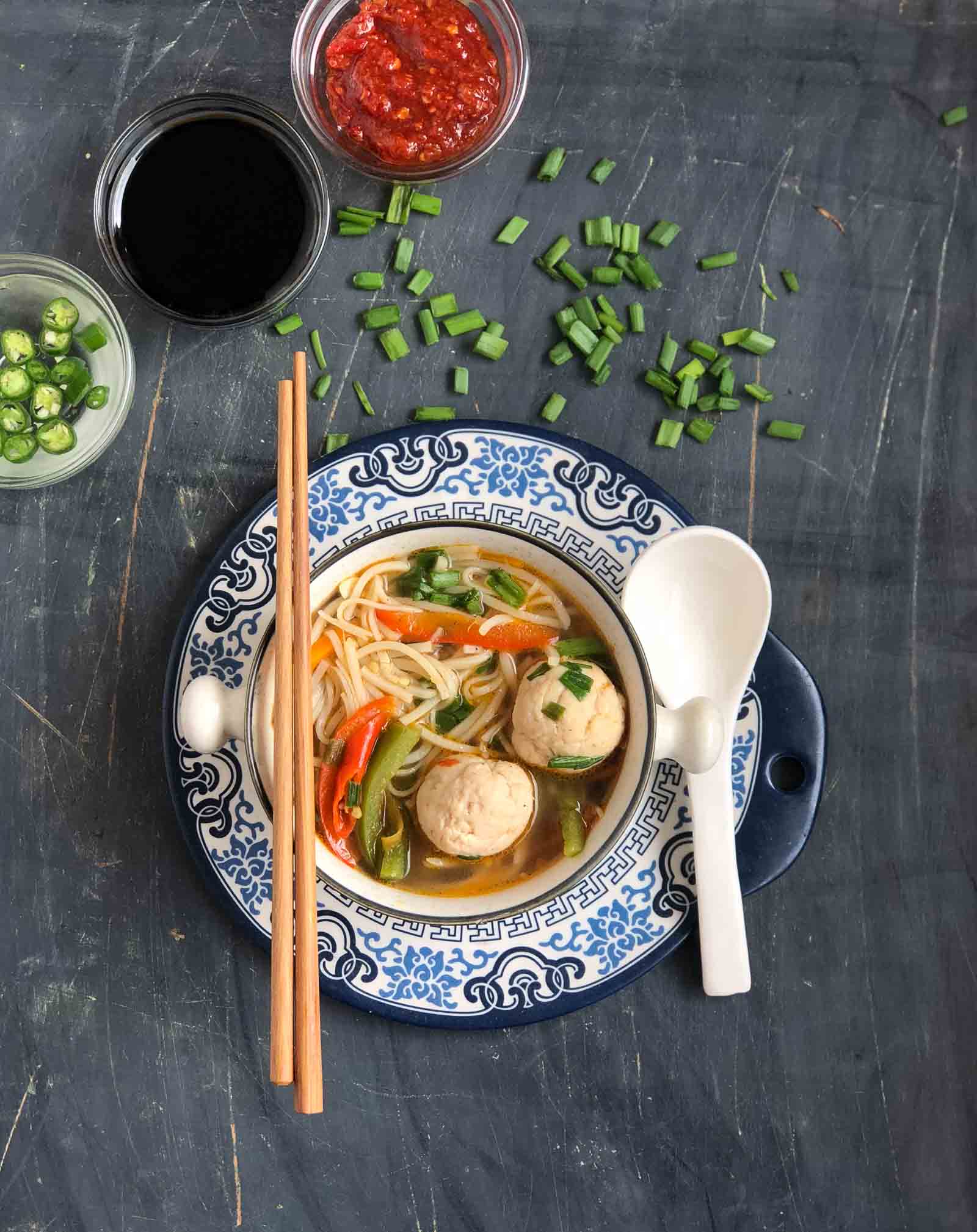 Mee Bakso Recipe - Indonesian Meatball Noodle Soup | Archana's Kitchen